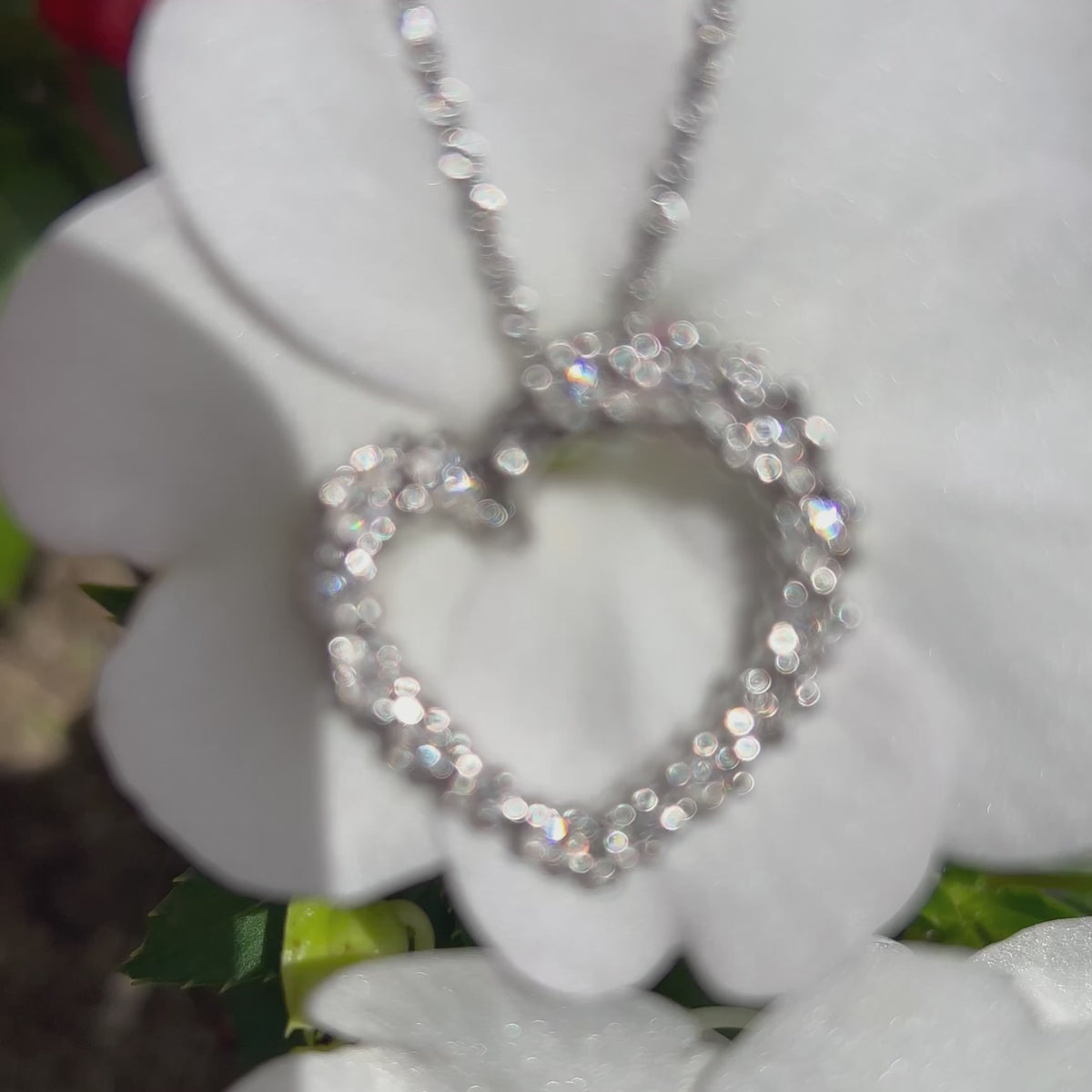 Large Slanted Hawaiian Heart Pendant w/ or w/o Diamonds in 14K White G